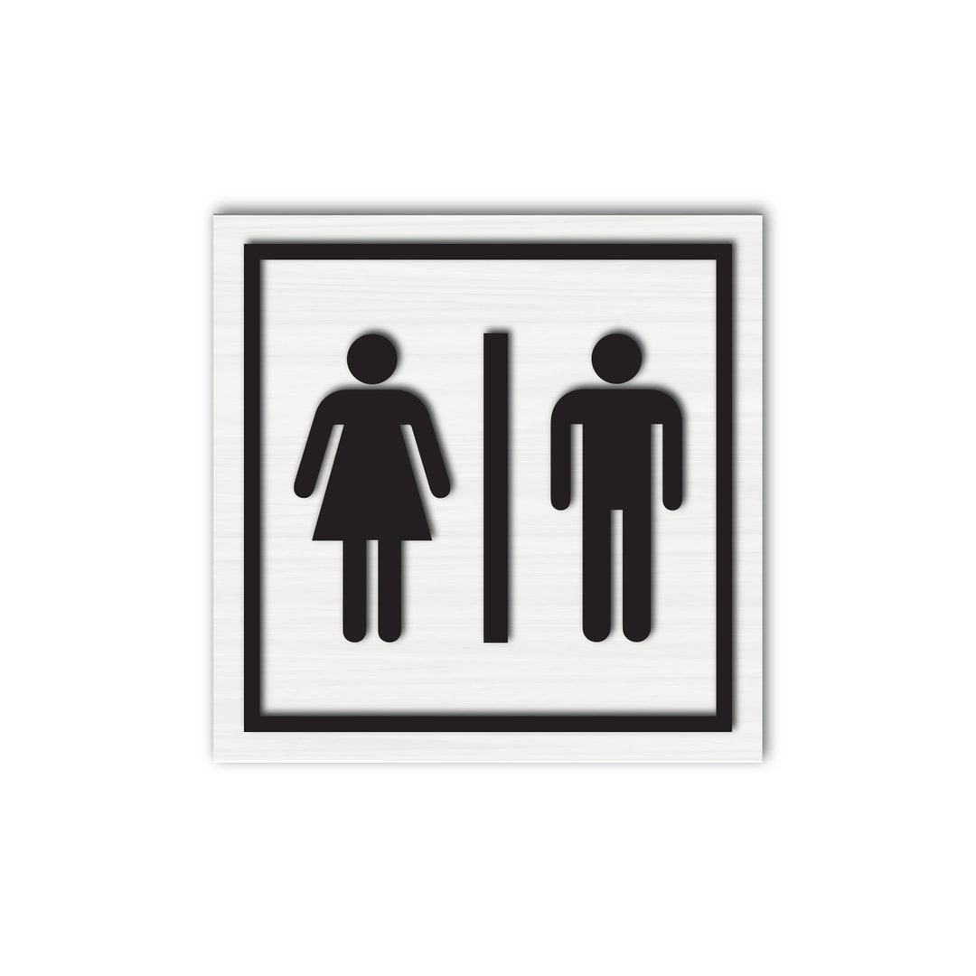 Bathroom Icon Modern Laser Cut Wood Sign With 3D Letters - Etsy