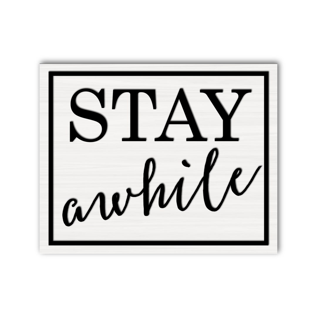 Stay Awhile Modern Laser Cut Wood Sign With 3D Letters - Etsy