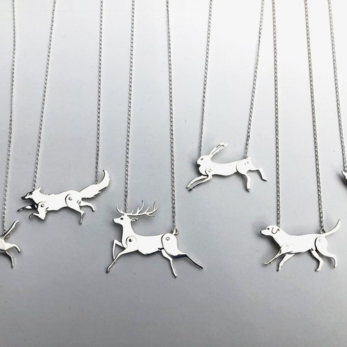 Fox Necklace Sterling Silver Animal Jewelry Fox Pendant With - Etsy