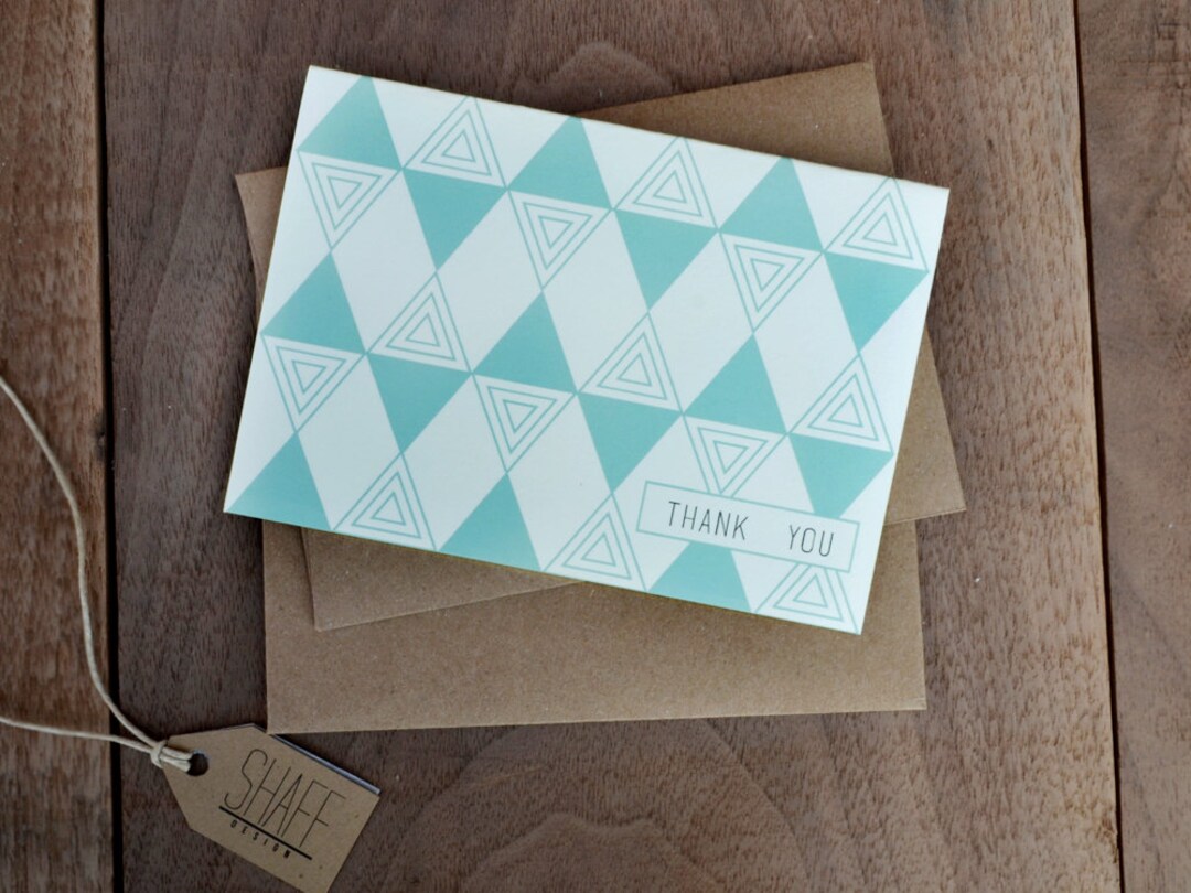 Triangle Pattern Thank You Cards Simple Modern Note Cards - Etsy