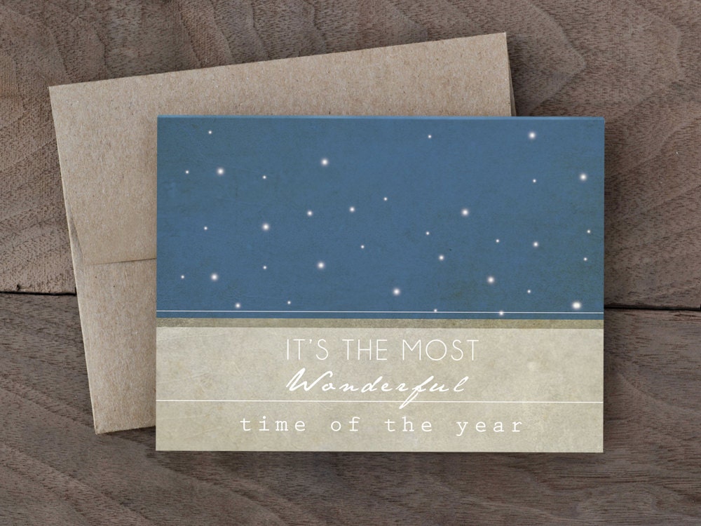Christmas Card - It's the Most Wonderful Time of the Year - Blue Red ...