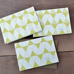 Triangle Pattern Thank You Cards Simple Modern Note Cards Yellow Thank ...