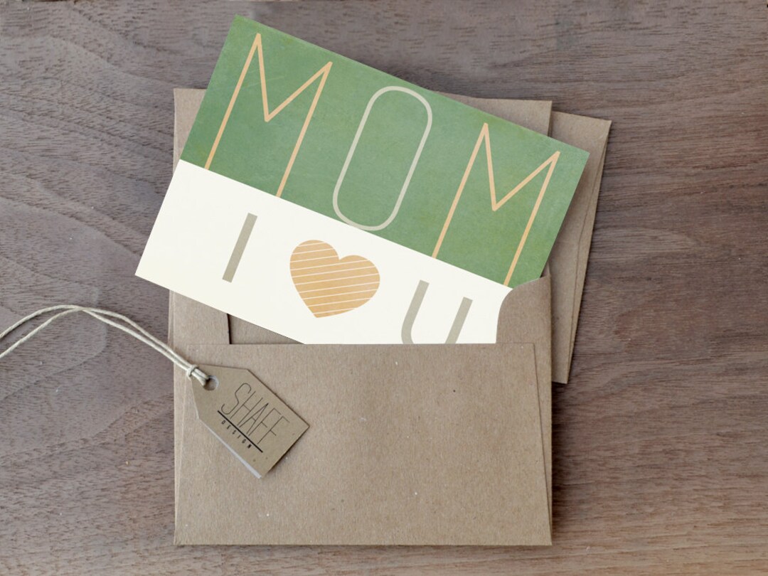 Happy Mother's Day Card Mom I Love You Card Modern Rustic Mint Green ...