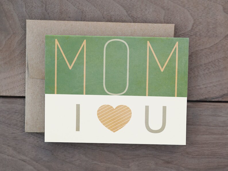 Happy Mother's Day Card Mom I Love You Card Modern Rustic Mint Green ...