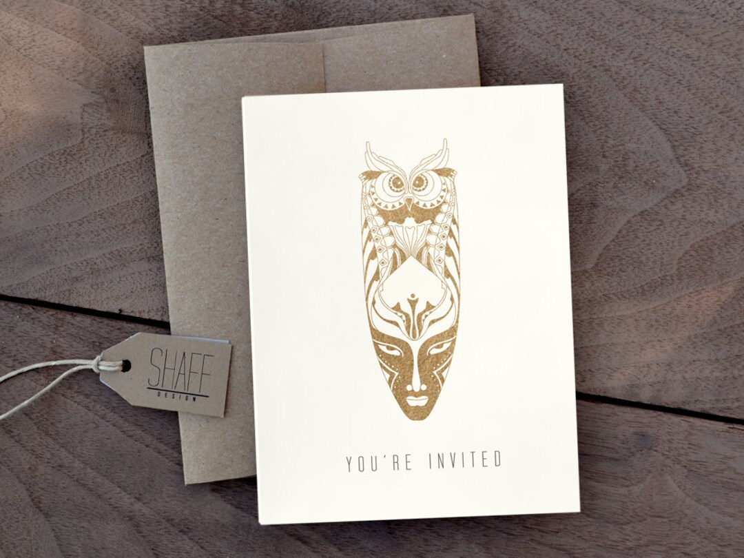 Invitation Card Set Tiki Mask Invitation Cards Party Invitation Card ...
