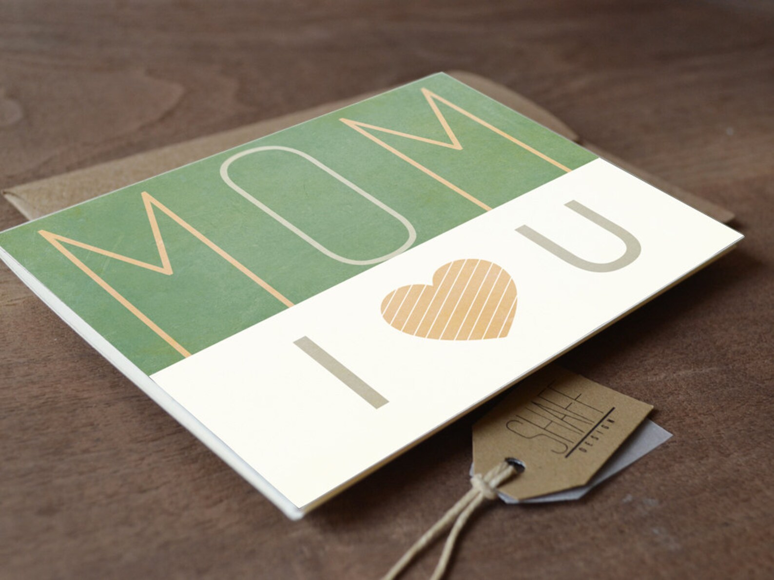 Happy Mother's Day Card Mom I Love You Card Modern Rustic Mint Green ...