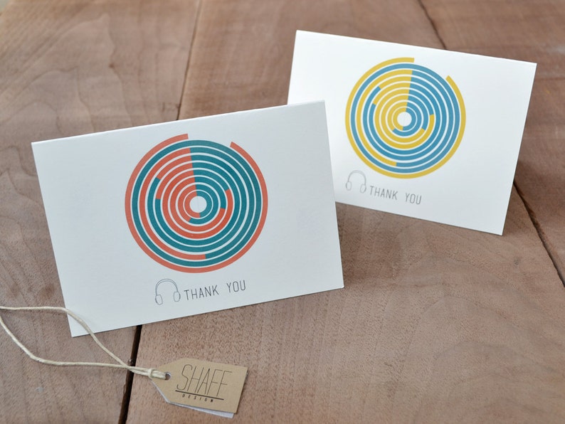 Colorful Circles Note Cards Music Cards Simple Thank You - Etsy