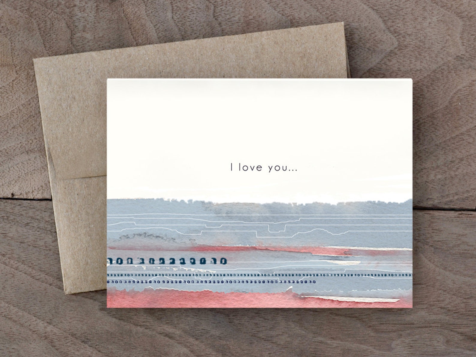 Abstract Love Card - I Love You Card - Miss You Card - Watercolor Ocean ...