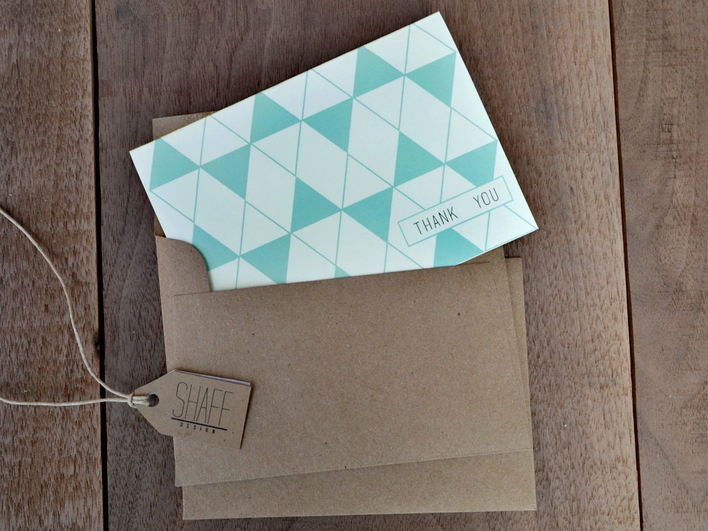 Triangle Pattern Thank You Cards Simple Modern Note Cards - Etsy