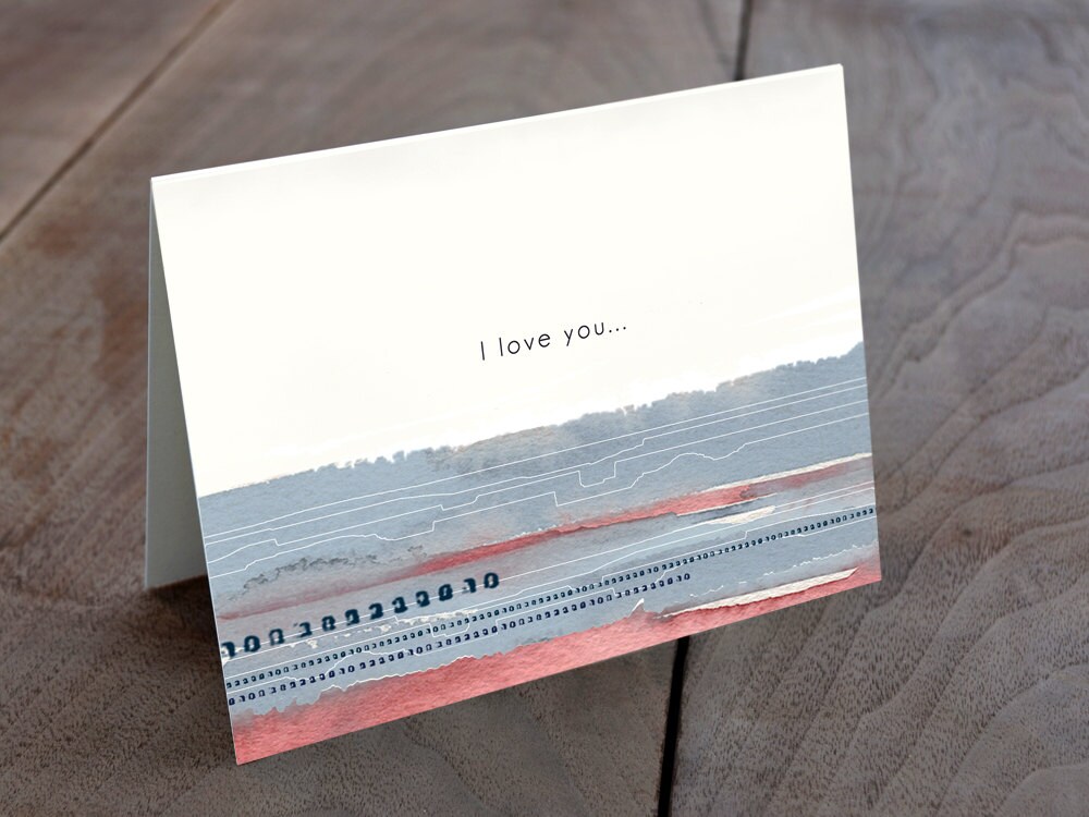Abstract Love Card - I Love You Card - Miss You Card - Watercolor Ocean ...