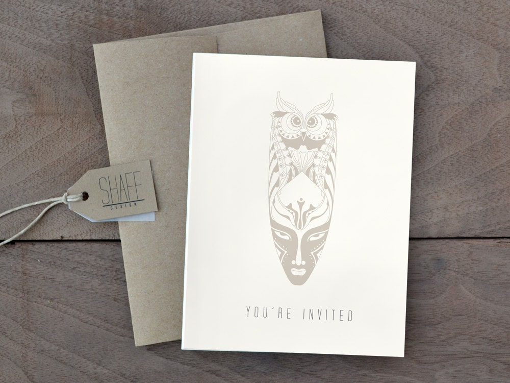 Invitation Card Set Tiki Mask Invitation Cards Party - Etsy