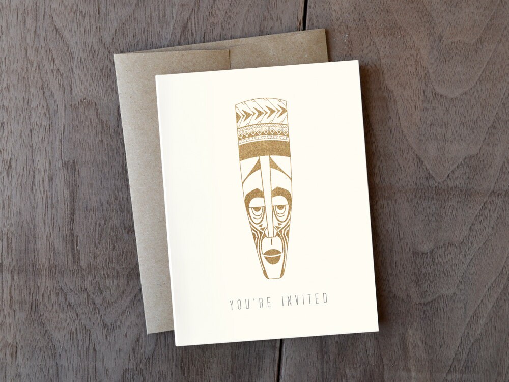 Invitation Card Set Tiki Mask Invitation Cards Party - Etsy