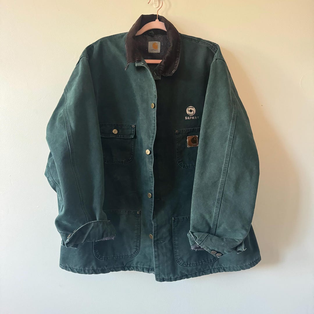 Vintage Carhartt Blanket Lined Chore Barn Coat Jacket Army Green C02 SPC (2XL) - Etsy