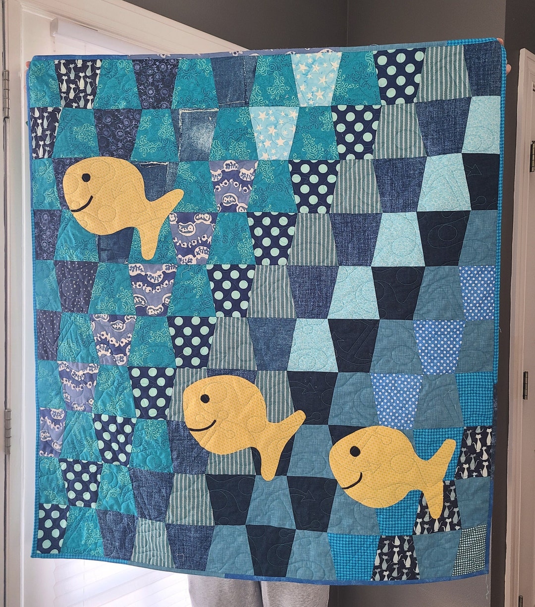 Baby Quilt 40 X 45, Goldfish in the Sea - Etsy
