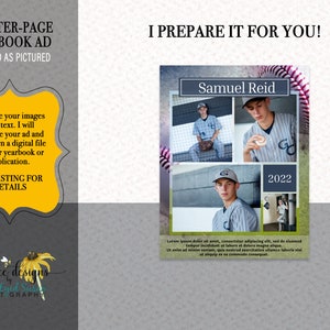 Baseball Yearbook Ad, Senior Yearbook Ad, Full Half Quarter Page ...