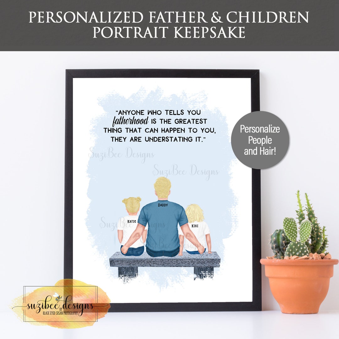 Personalized Father's Day Portrait Card or Gift Print, Family Keepsake ...