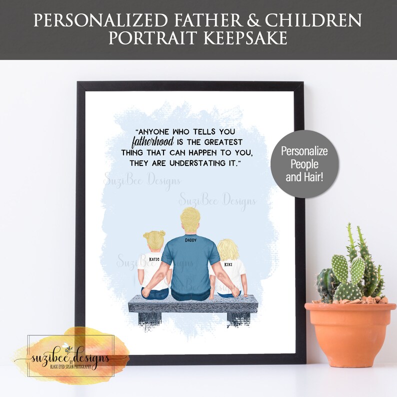 Personalized Father's Day Portrait Card or Gift Print - Etsy