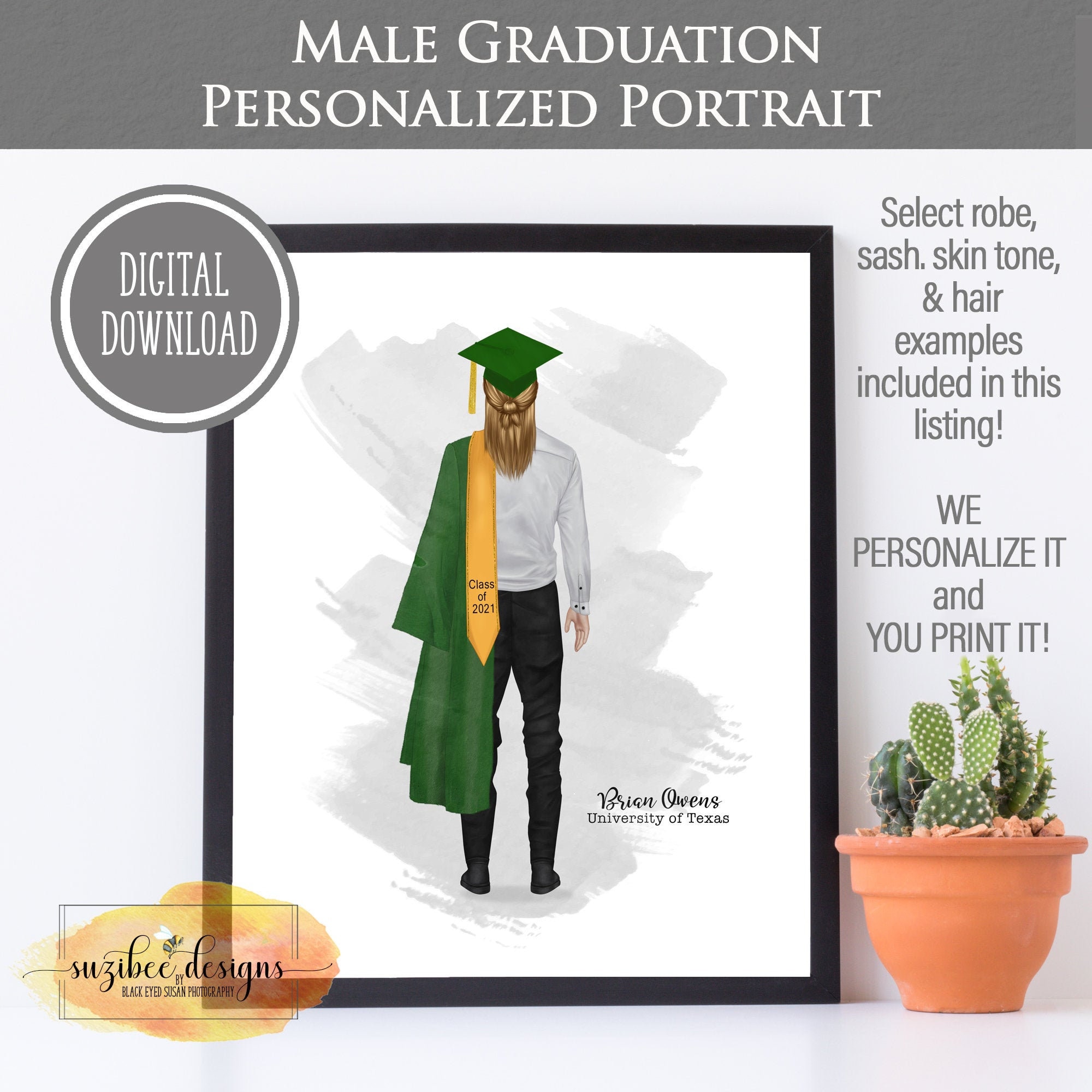 Male Graduation Gift Guy Graduation Portrait Class of 2021 | Etsy
