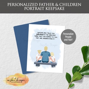 Personalized Father's Day Portrait Card or Gift Print, Family Keepsake ...