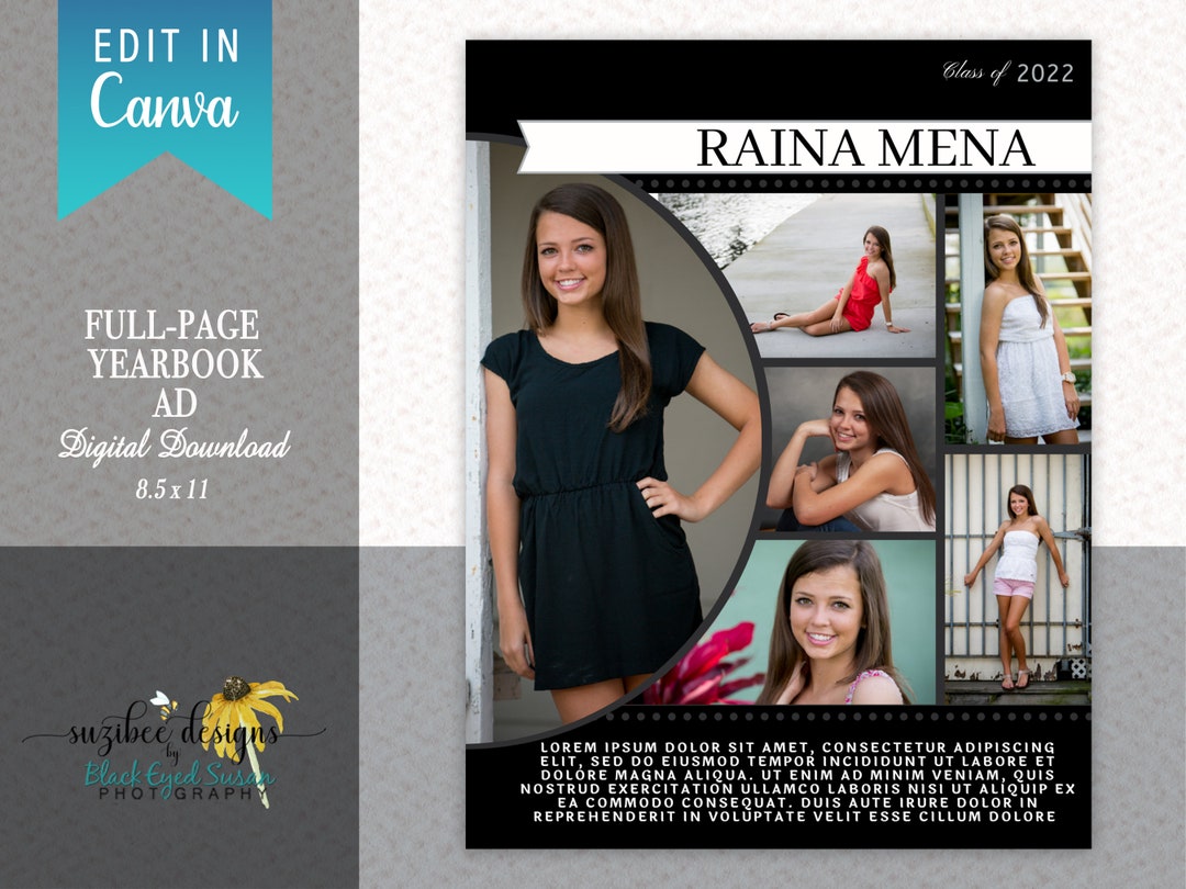 Canva Senior Yearbook Ad, Yearbook Template, Tribute Ad, Full Page Ad ...