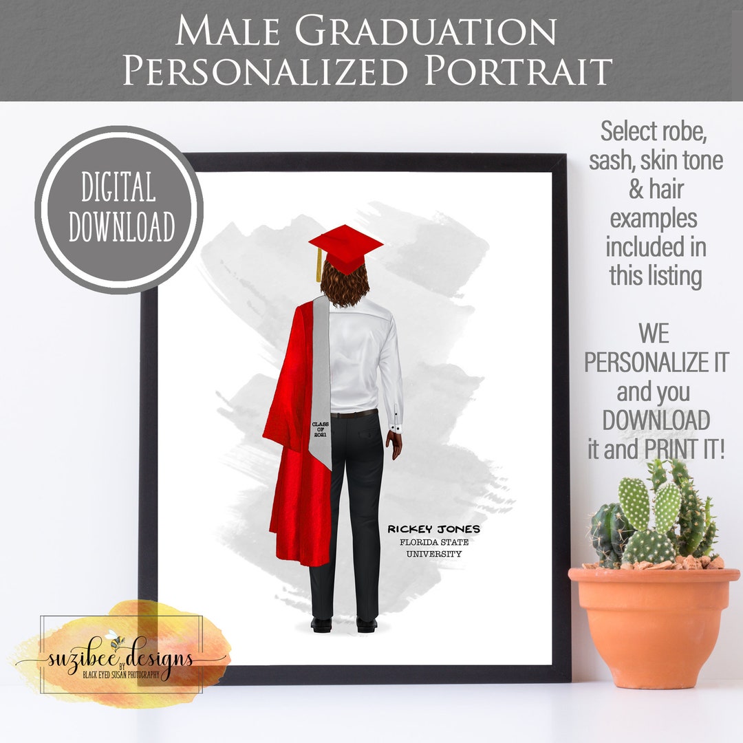 Male Graduation Portrait, Man's Graduation Gift, Class of 2025, Guy's ...