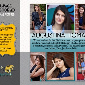 Yearbook Ad, Senior Tribute Ad, Full Page, Half Page, Quarter Page ...