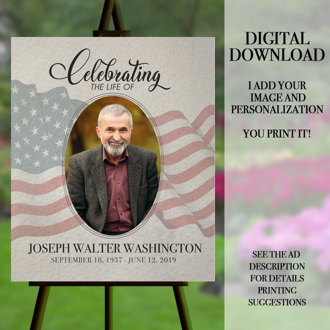 Funeral Welcome Sign, Celebration of Life Poster, Funeral Memorial ...