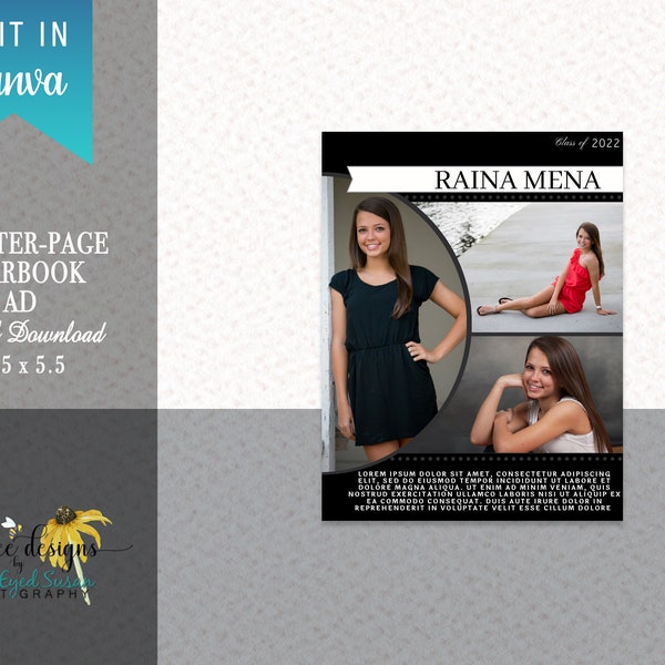 Quarter Page Yearbook Ad Template - Etsy