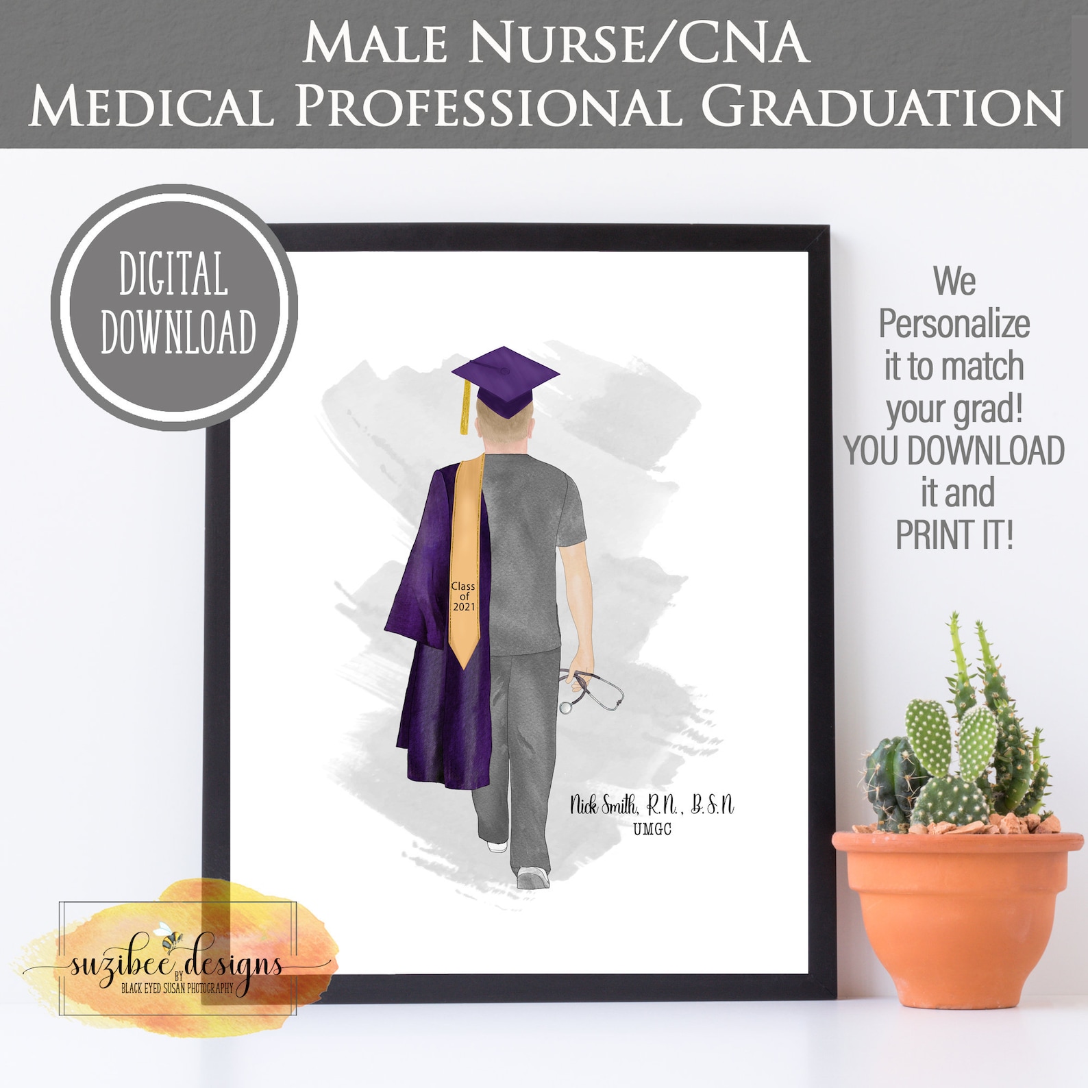 Male Nurse Graduation Print Nursing Graduation Gift - Etsy