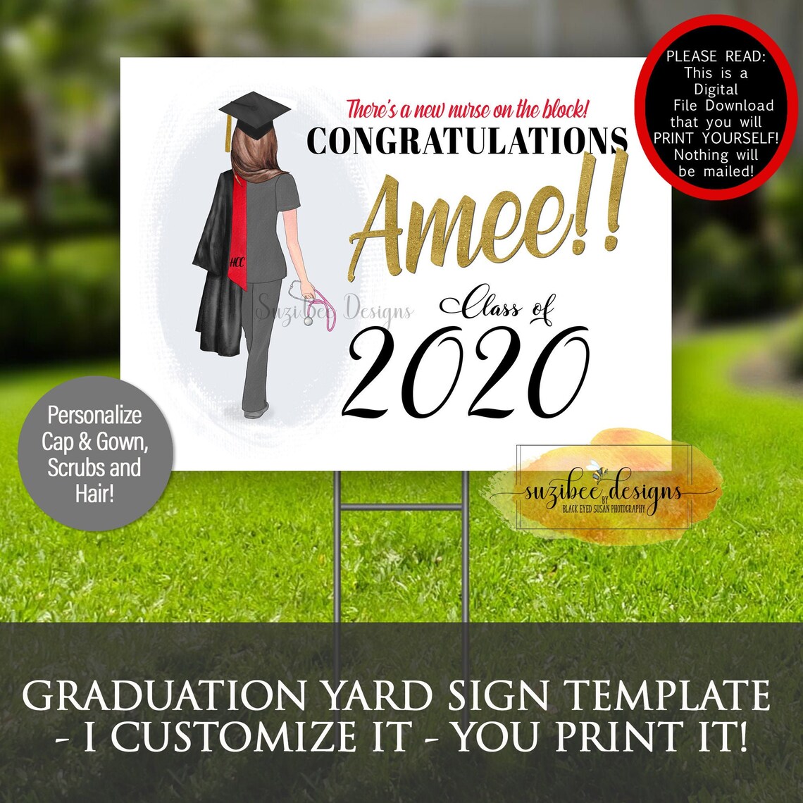 Nurse Graduation Yard Sign Template Nursing Graduation - Etsy