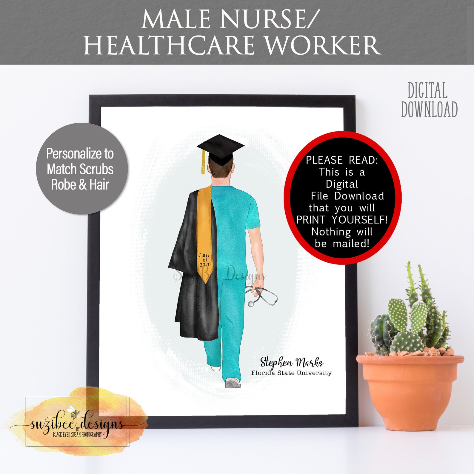 Male Nurse Graduation Print Nursing Graduation Gift - Etsy