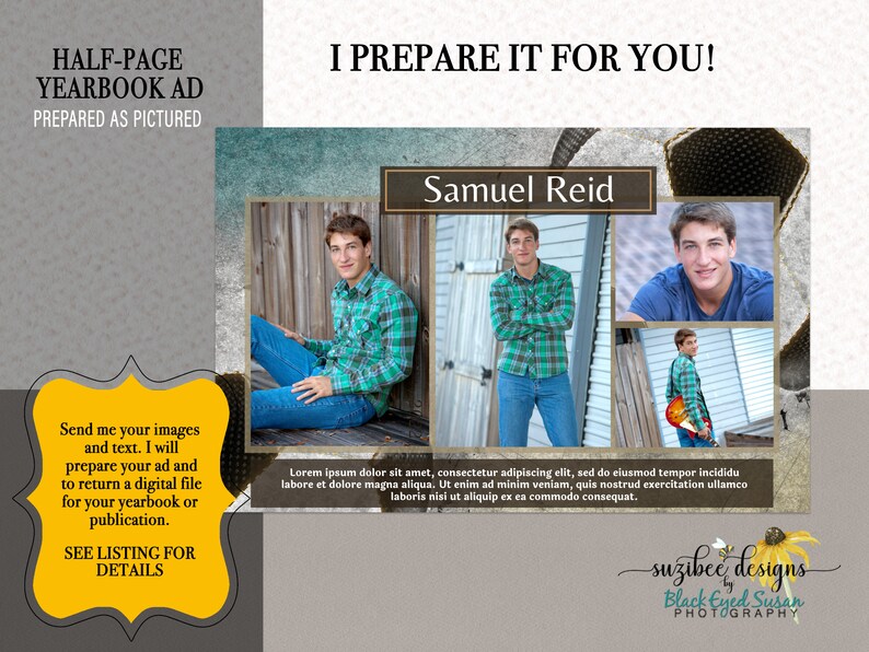 Soccer Yearbook Ad Senior Yearbook Ad Full Half Quarter | Etsy