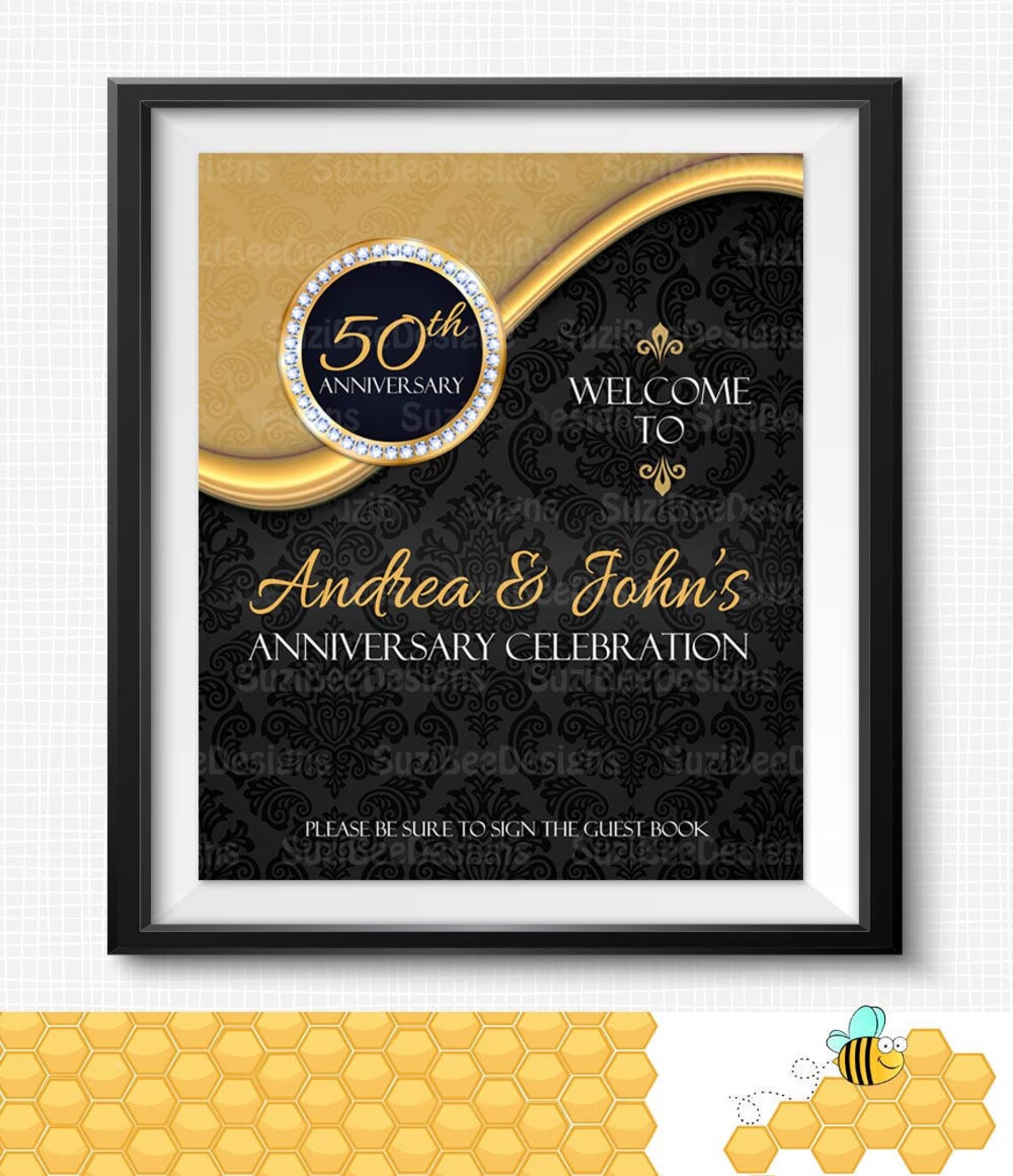 50th Anniversary Gift Golden Anniversary Sign Elegant Design - Etsy