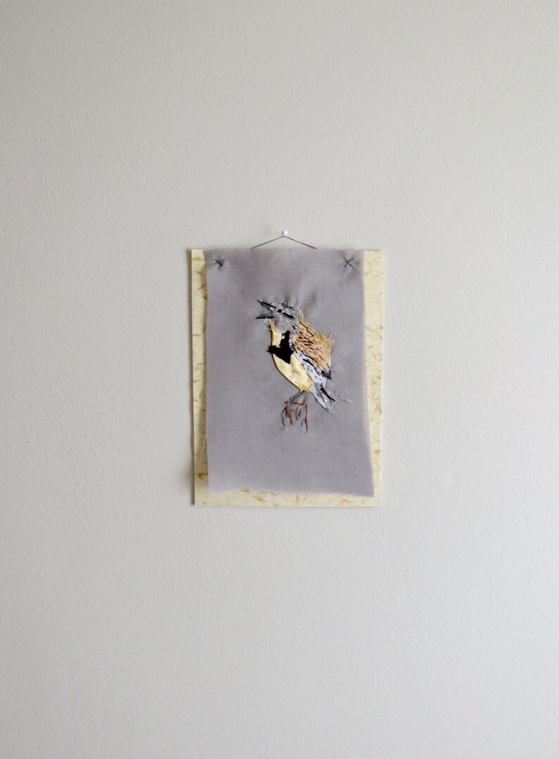 Birds Gesture Drawingsfabric/thread Bird Sketch Collage - Etsy