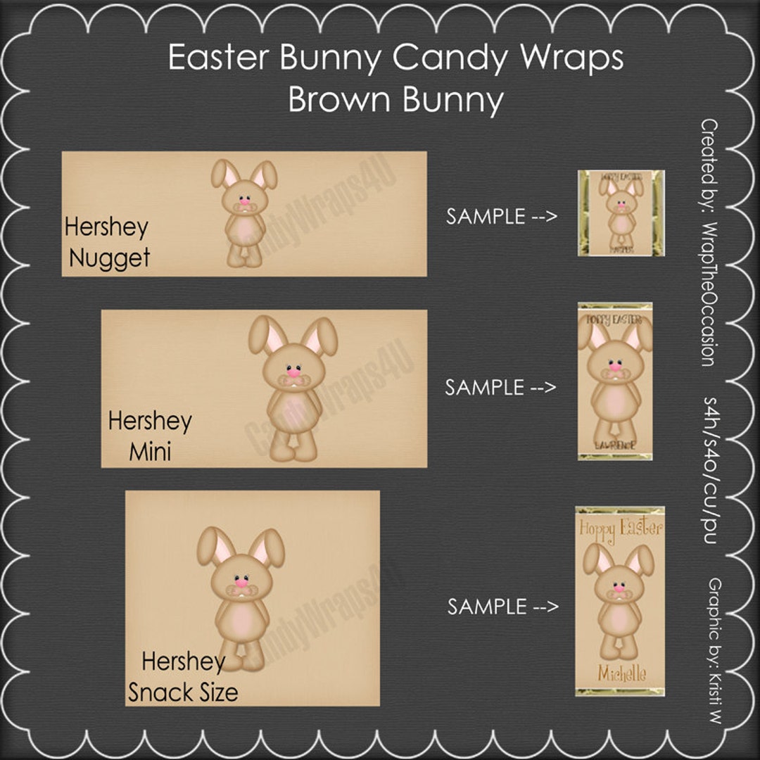 Brown Bunny - Candy Bar Wrappers - Etsy