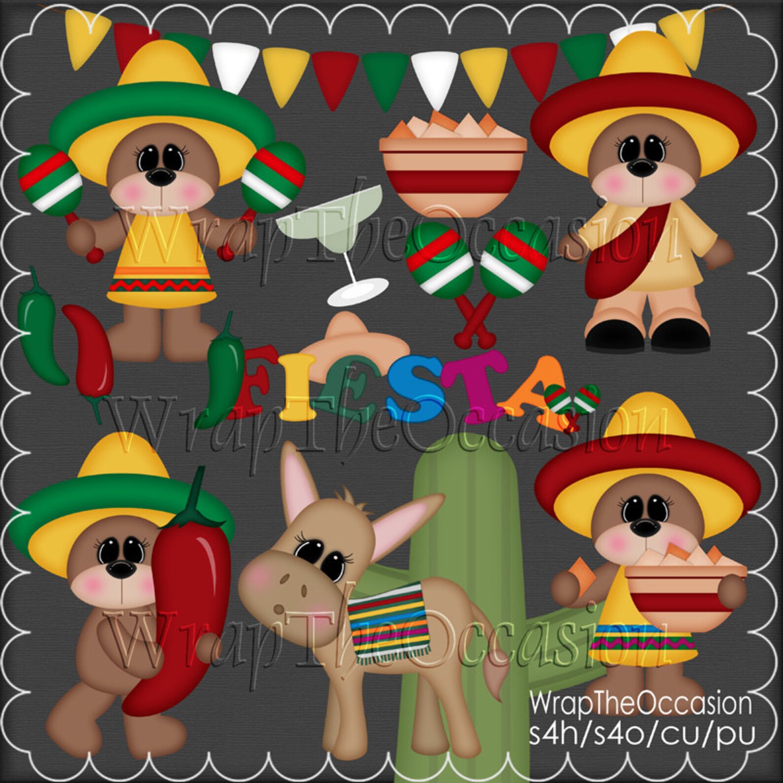 Fiesta Bears - ECU Clipart - Etsy