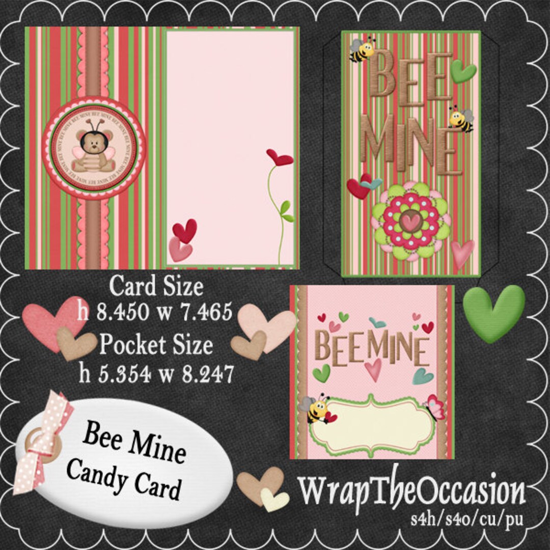 Bee Mine Candy Card - Etsy