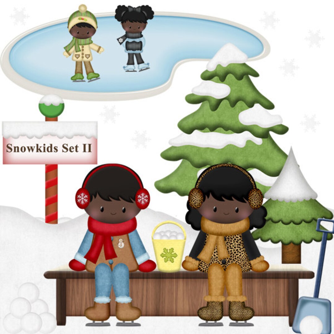 Snowkids - Set II Clipart - Etsy