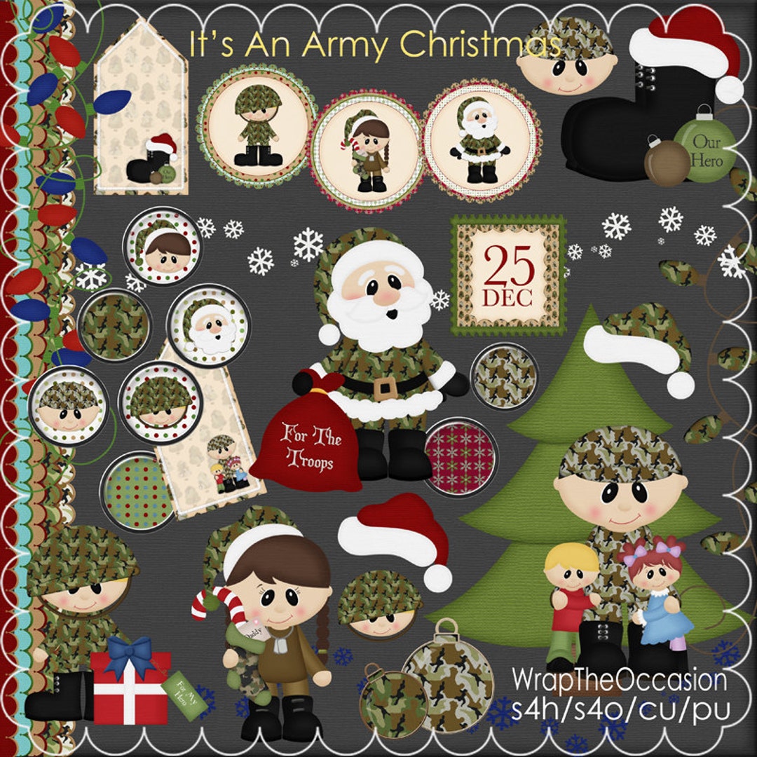 Christmas Army Hero Clipart & Elements - Etsy