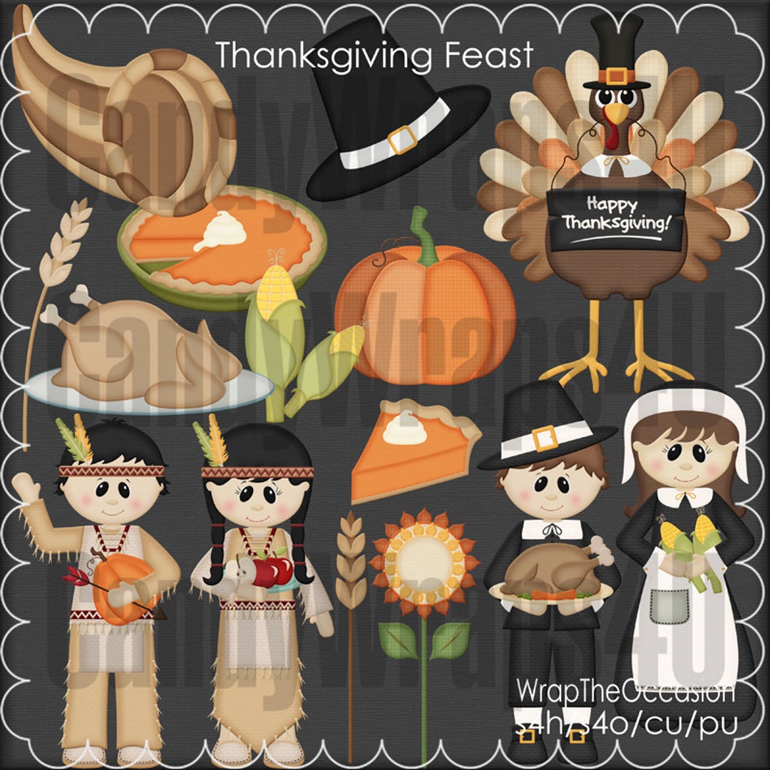 Thanksgiving Feast Clipart - Etsy
