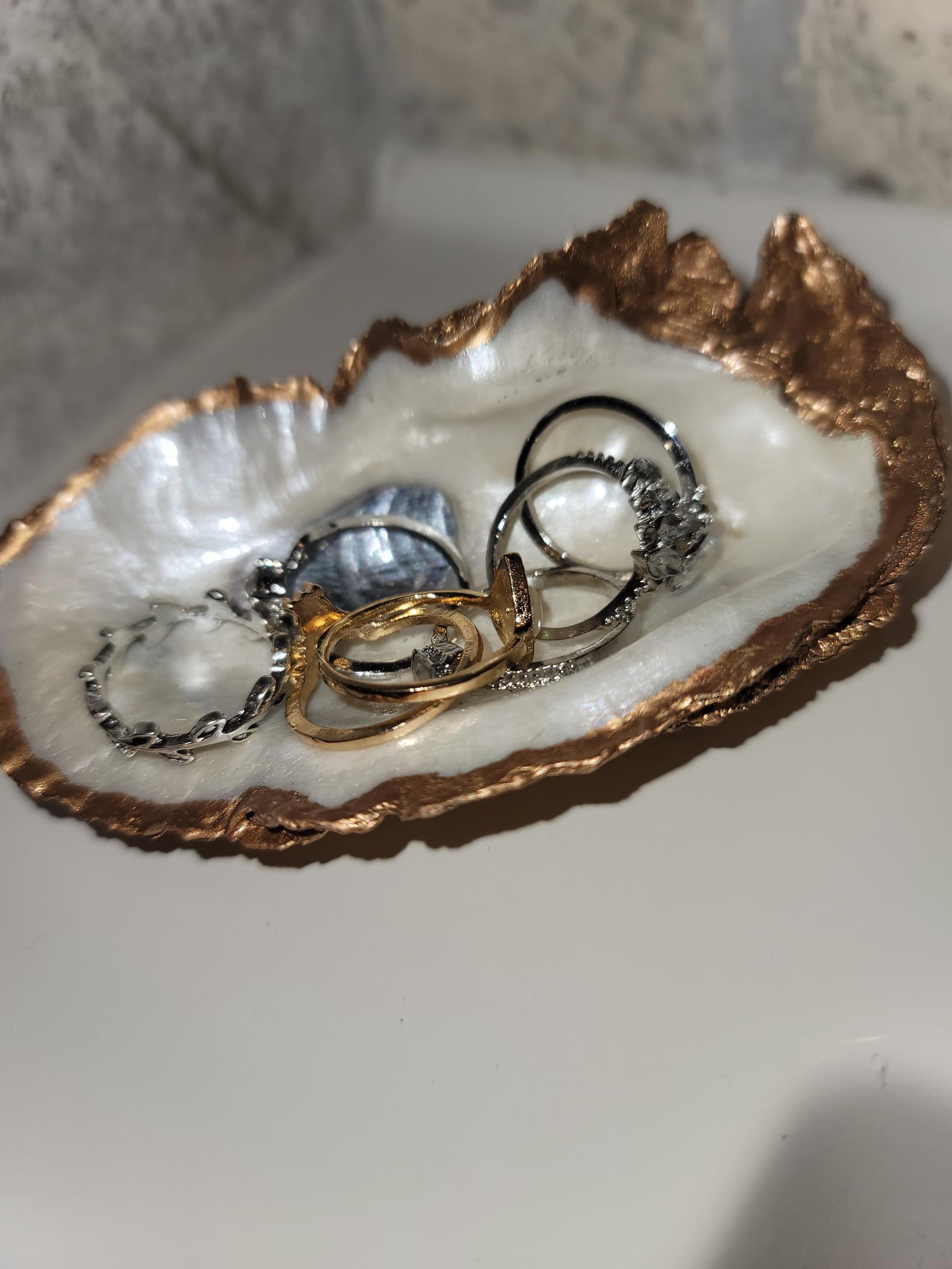Gold Guild Trimmed Oyster Shell Trinket/ring/jewelry Dish - Etsy