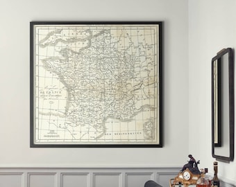 Map of France, France Heart Map, French Map Art, Vintage Map ...