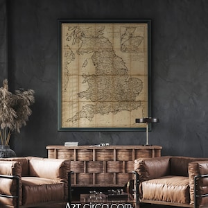 England Map : Vintage Map of England - Great Britain Map - Large ...