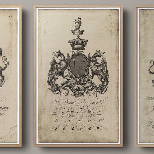 Coat of Arms Prints: Family Crest 18th C. English Armorial - Etsy