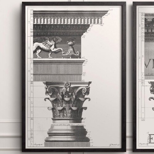 Architecture Art 2 Italian Neoclassical Column Etchings - Etsy