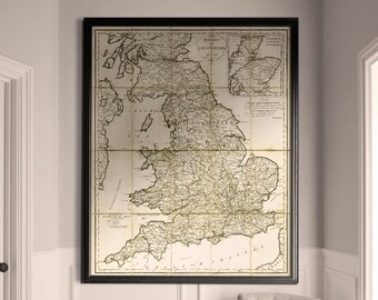 Great Britain Vintage Style Map Print Great Britain Map - Etsy