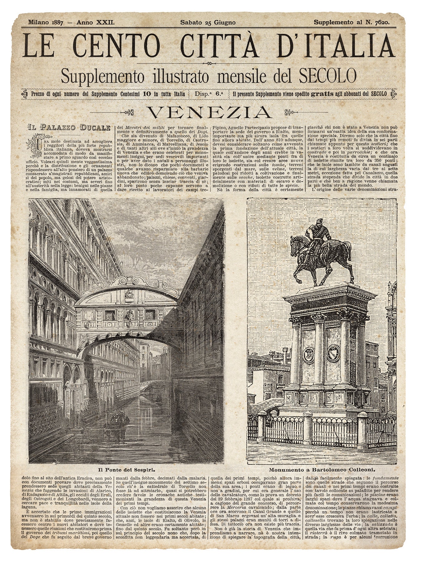 Vintage Italian Newspaper : Venezia Full Cover 1 Vintage - Etsy