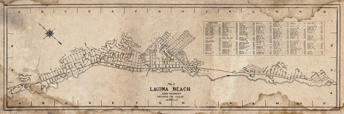 Laguna Beach Map : Vintage Laguna Beach Map Print Poster Circa | Etsy