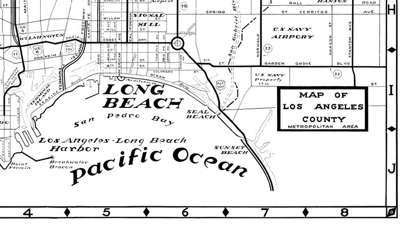 Vintage Los Angeles Map : 1940s Los Angeles Metro Map - Etsy