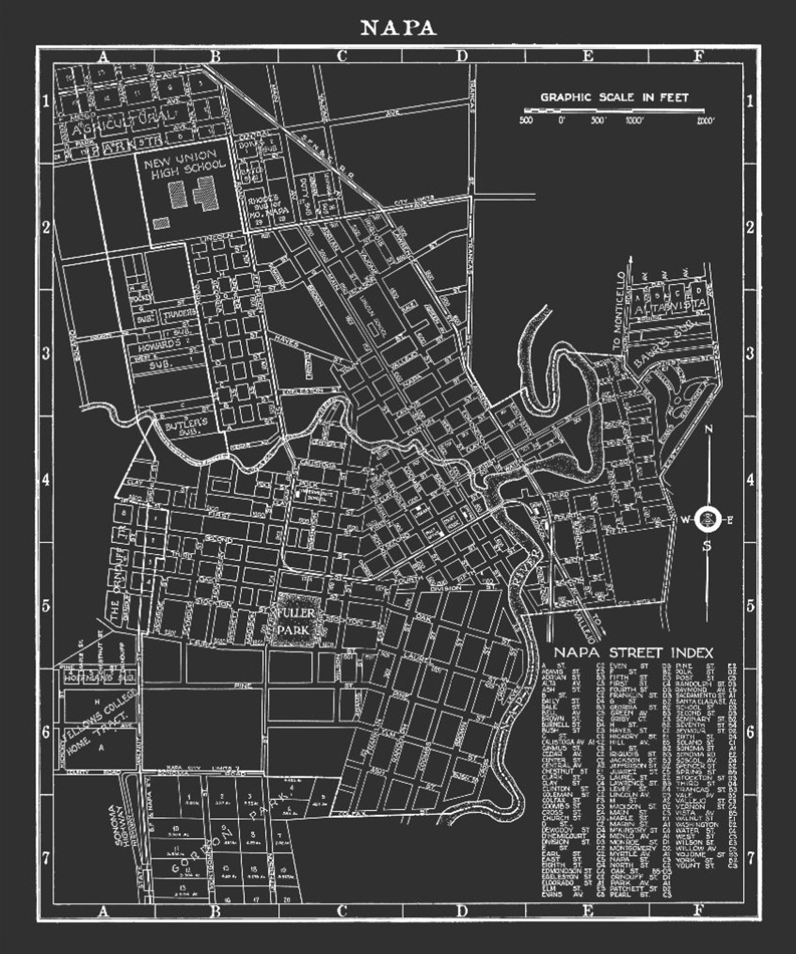 Napa Map : Napa California Map Circa 1938 Wine Art Napa | Etsy
